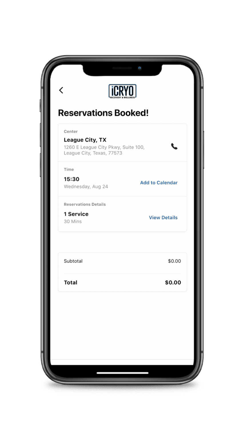 iCRYO App | Easy Booking & Rescheduling | Mobile